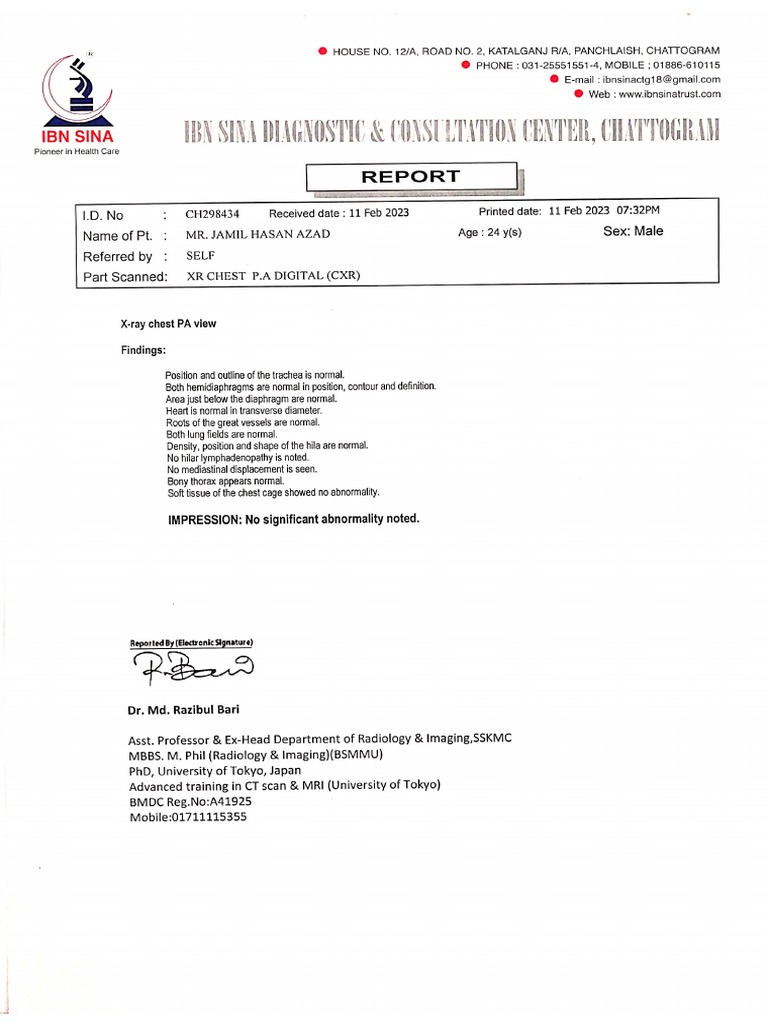 Physical Examination Report Ibne Sina | PDF