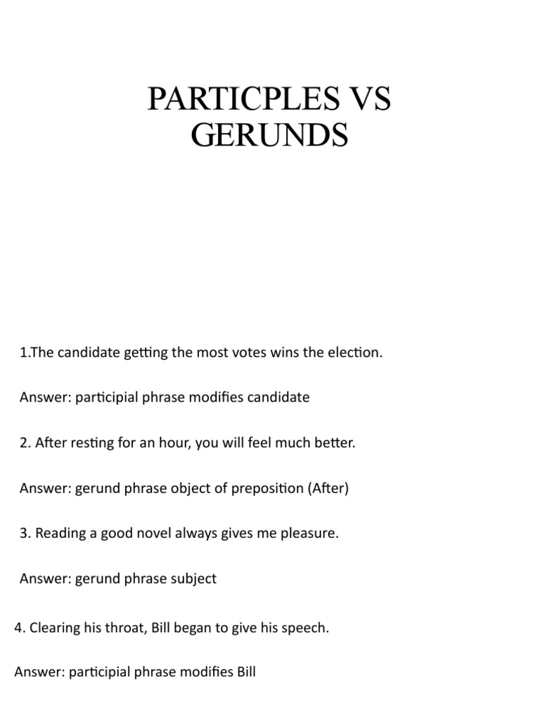 Grammar: Participles & Gerunds | PDF | Language Mechanics | Linguistics