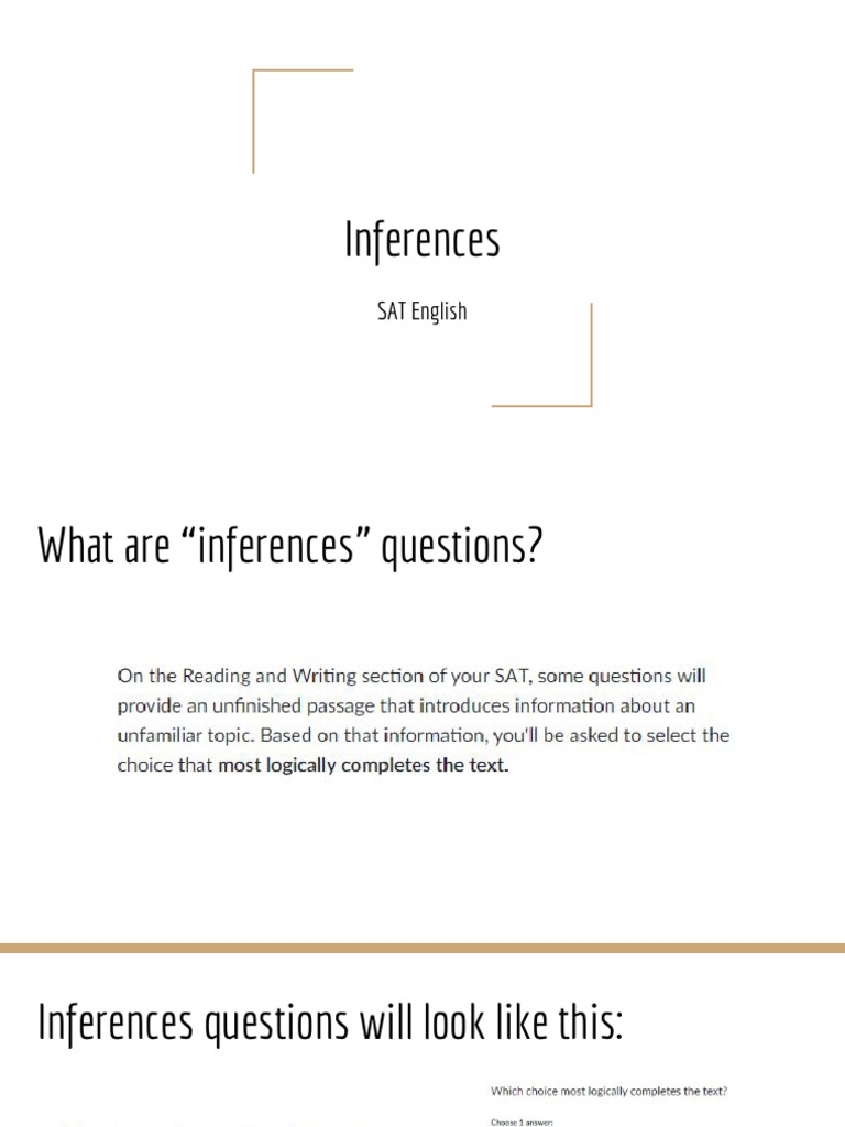 SAT English: How to Approach Inference Questions | PDF