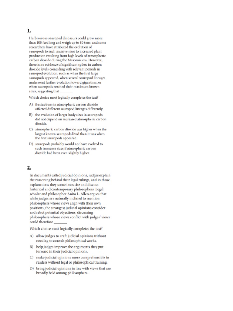 Inferences Worksheet (SAT English) | PDF