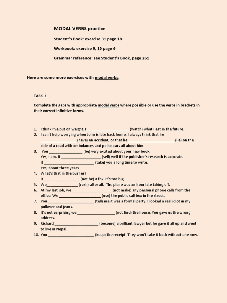 MODAL VERBS Practice | PDF | Linguistic Typology | Language Mechanics