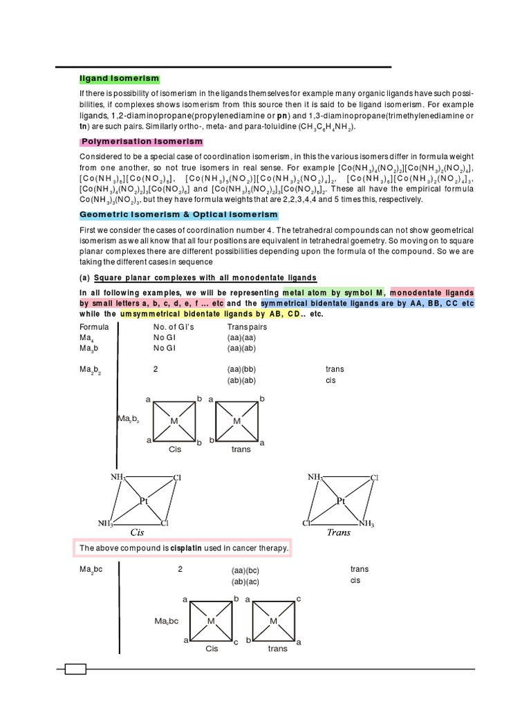 GI and OI Redited | PDF | Coordination Complex | Isomer