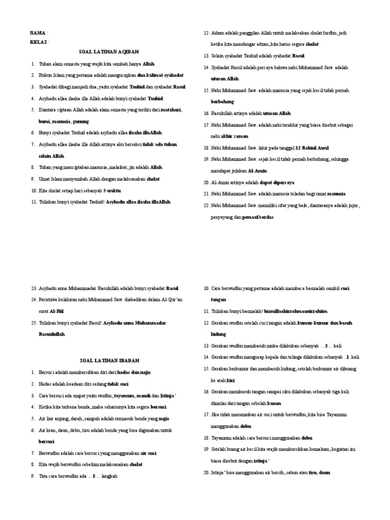 Latihan Soal PAS | PDF