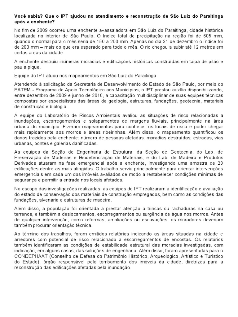 Você Sabia IPT | PDF | Enchente