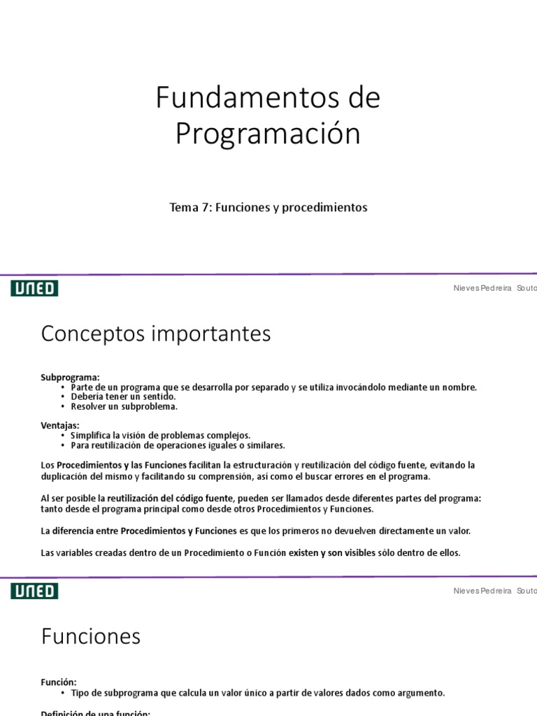 Tema - 7 - Funciones y Procedimientos | PDF | Programa de computadora | Programación