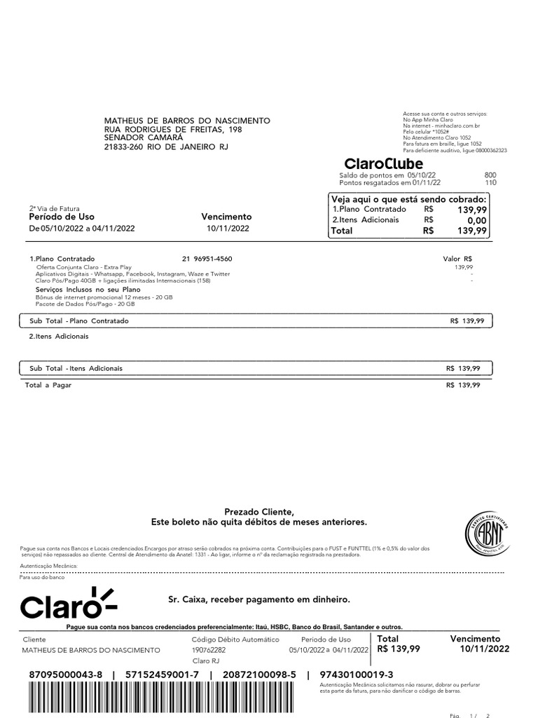 Acesse sua conta Claro | PDF | Bancos