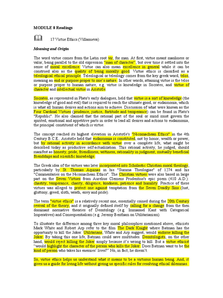 Module 8 - Annotated | Download Free PDF | Virtue | Virtue Ethics