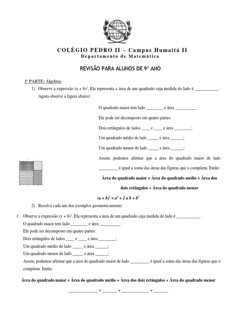 Revisao Com Gabarito 9o Ano | PDF