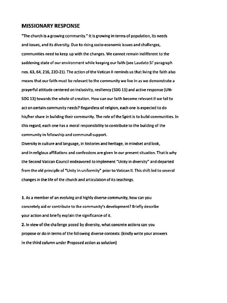 CFE 101 - Module 4, Lesson 2 - Missionary Response.. | PDF