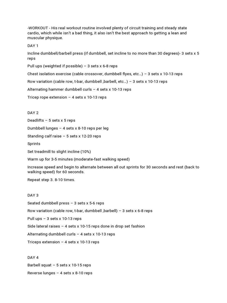 Daniel Craig Workout | PDF
