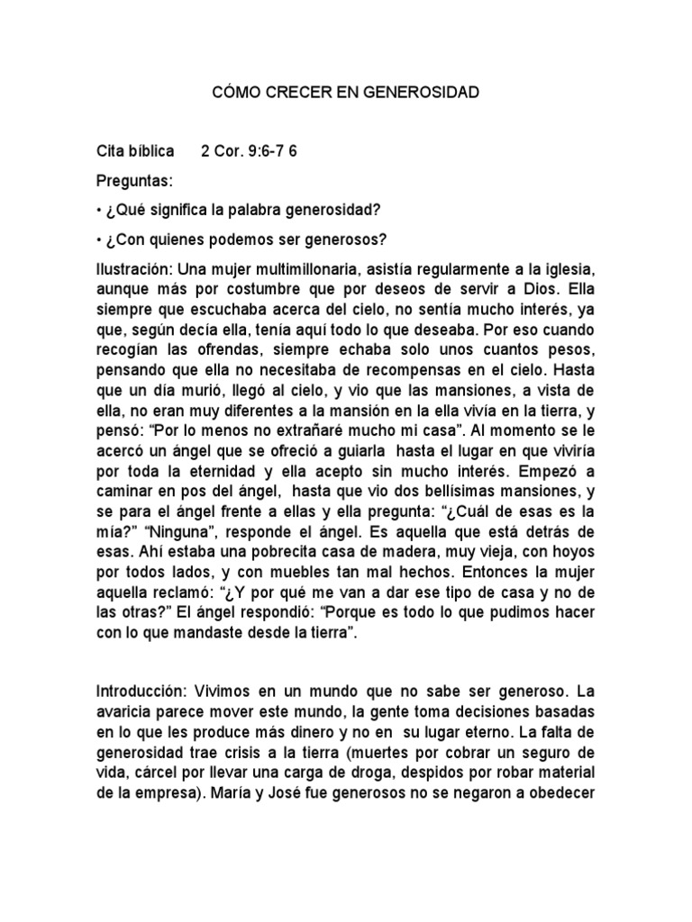 Cómo Crecer En Generosidad Pdf Diezmo