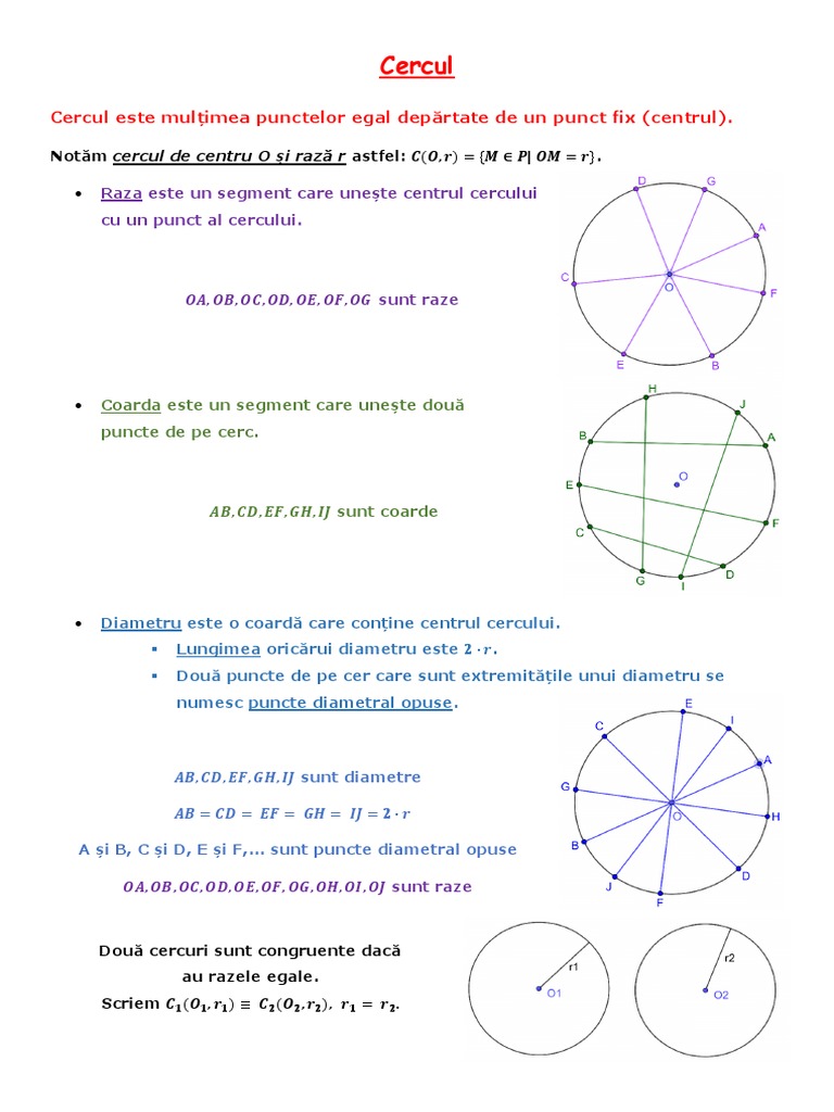 Cerc Teorie Clasa A VI-A | PDF
