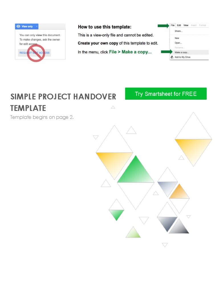 IC Simple Project Handover Template - Google - Doc | PDF