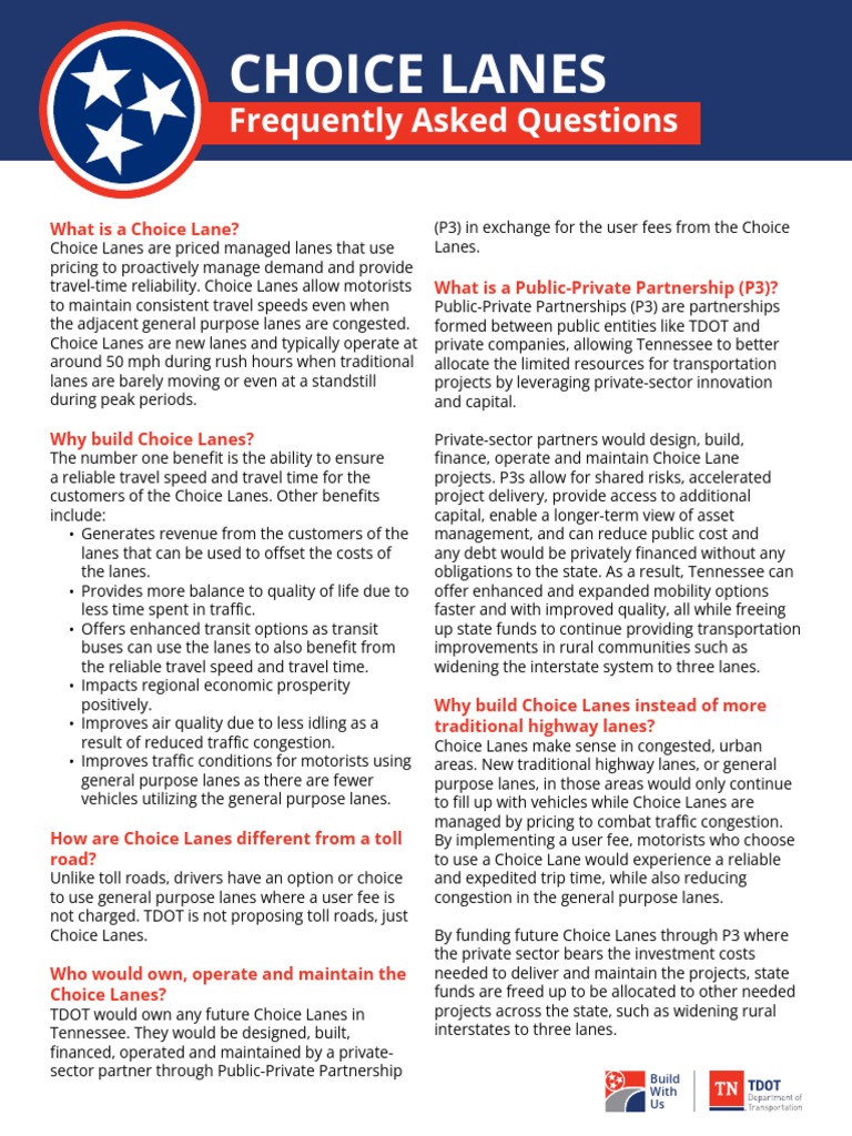 Choice Lanes Website FAQs 06 | PDF