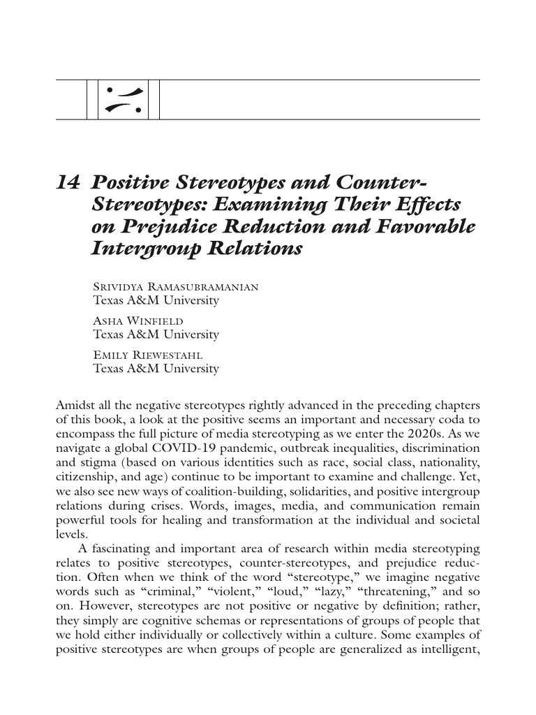 Positive Stereotypes and Counter Stereotypes. Book Chapter ...