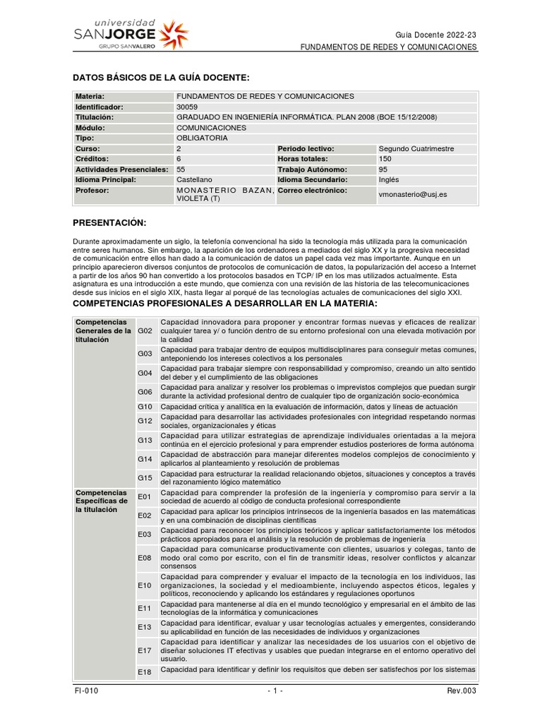 Fundamentos de Redes y Comunicaciones 2022-23 VR | Descargar gratis PDF ...