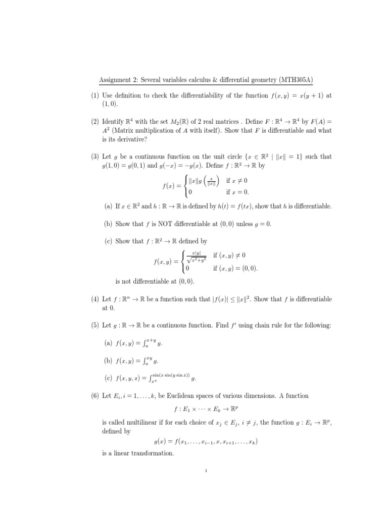 Assignment 2 Pdf Derivative Function Mathematics