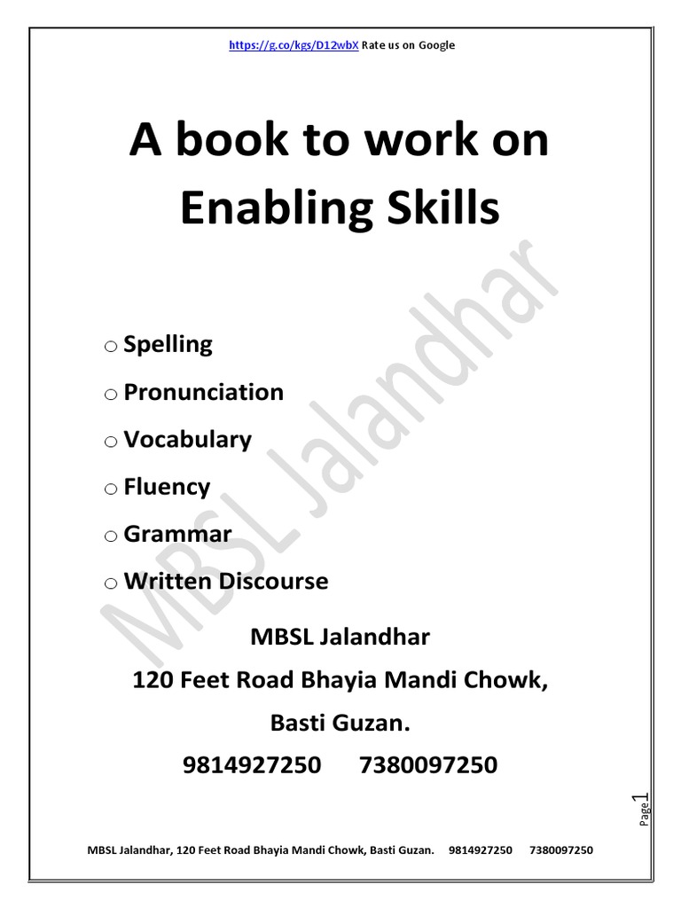 A Book To Work On Enabling Skills-1 | PDF
