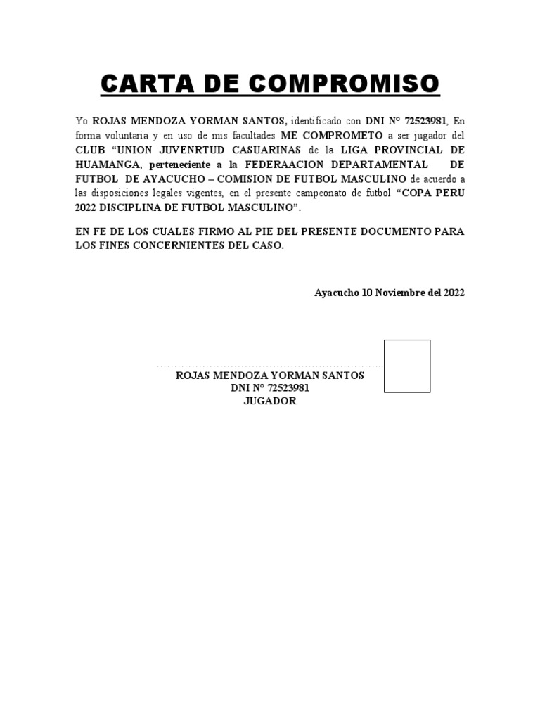 Carta de Compromiso | PDF