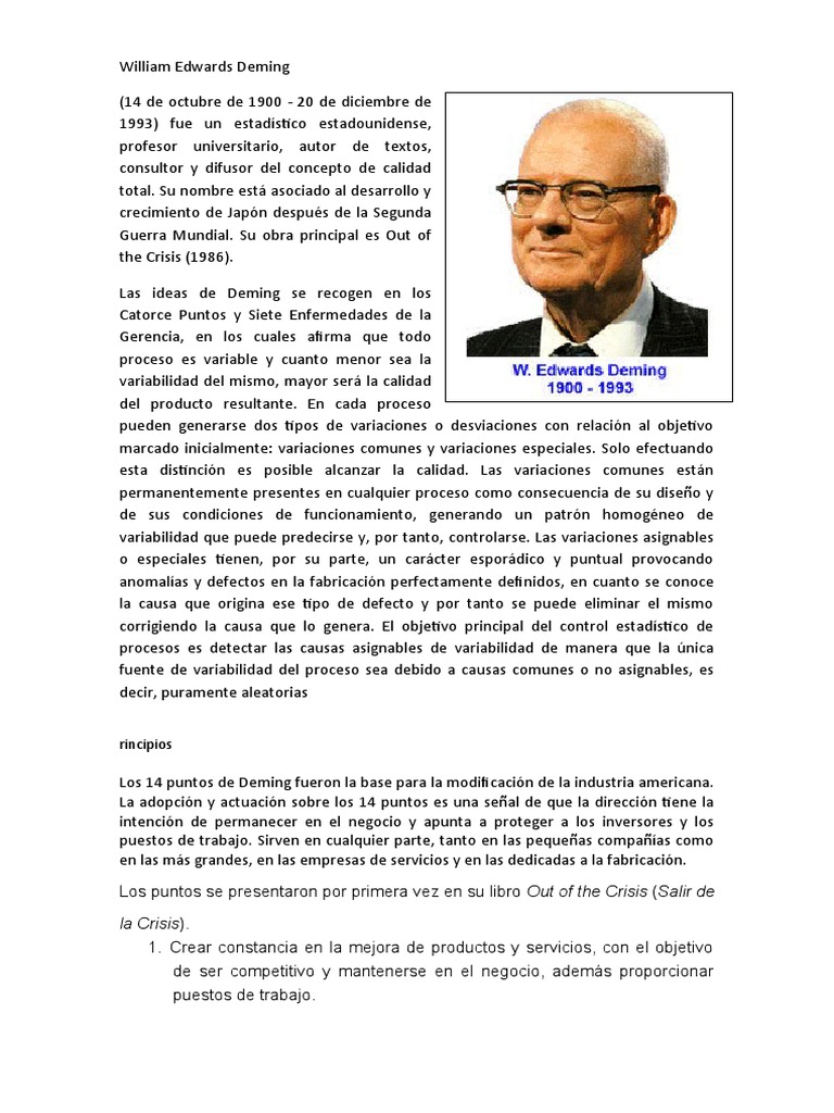 William Edwards Deming | PDF | Business | Economias