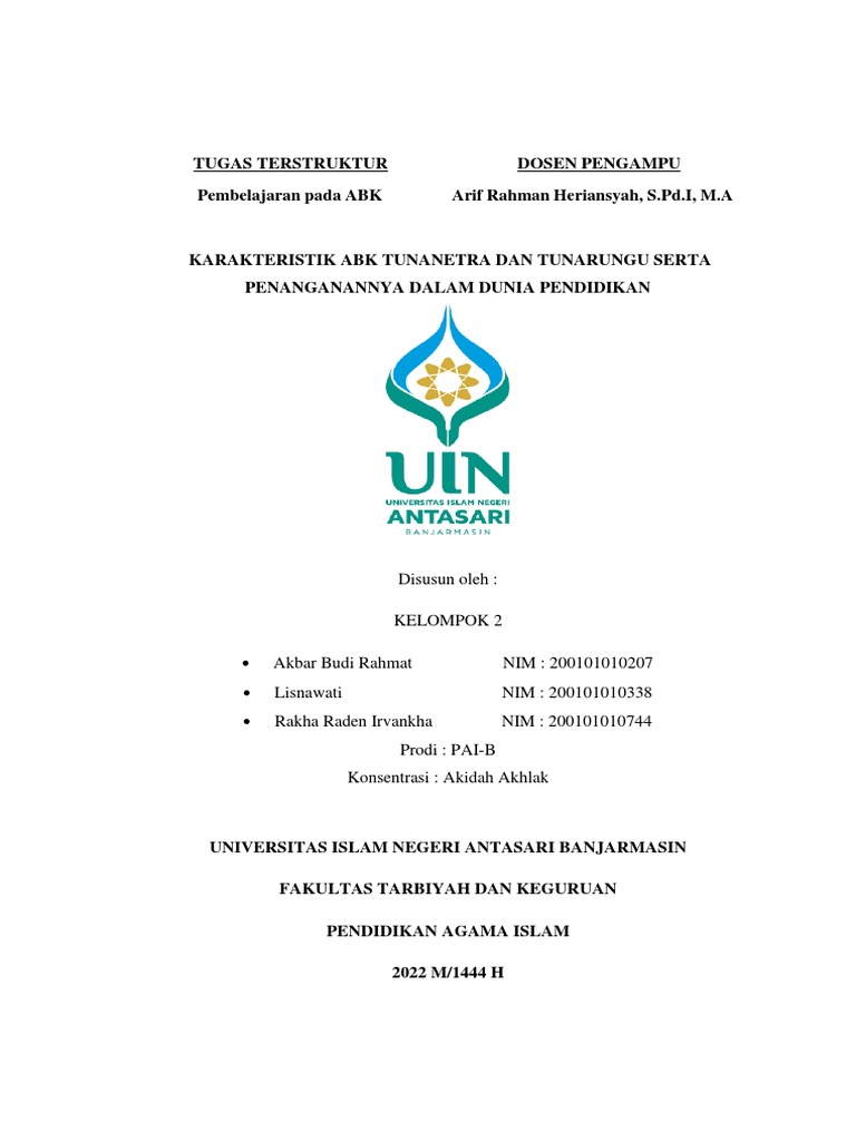 Karakteristik Tunanetra dan Tunarungu | PDF
