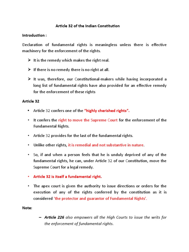 NOTES Article 32 | PDF | Certiorari | Writ Of Prohibition