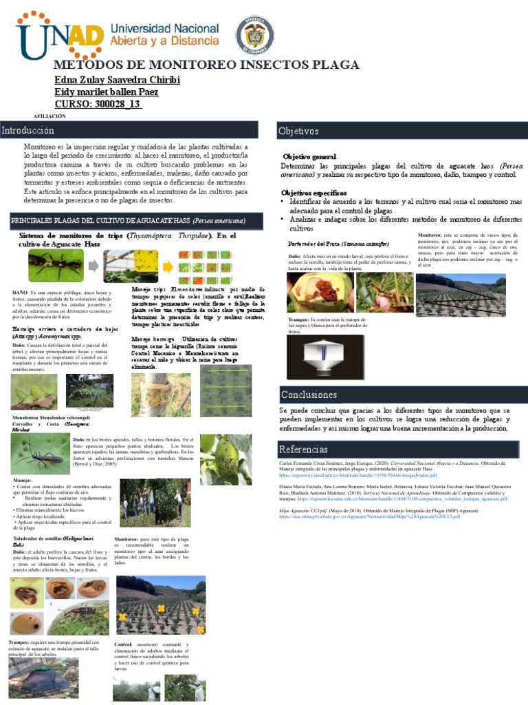Poster Monitoreo de Plagas - Enemigos Naturales | PDF | Plaga (organismo) | Aguacate