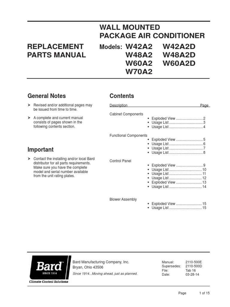 Bard - Wall Mount W R410A 3.5@6 TR, Parts | PDF | Manufactured Goods ...