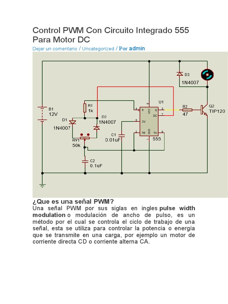 Control PWM Con Circuito Integrado 555 para Motor DC: ¿Que Es Una Señal PWM? | PDF