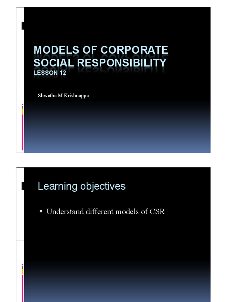 Models of CSR | PDF | Corporate Social Responsibility | Economies