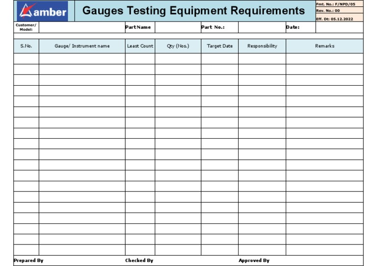 Gauges Testing Equipment Specs | PDF | Technology & Engineering