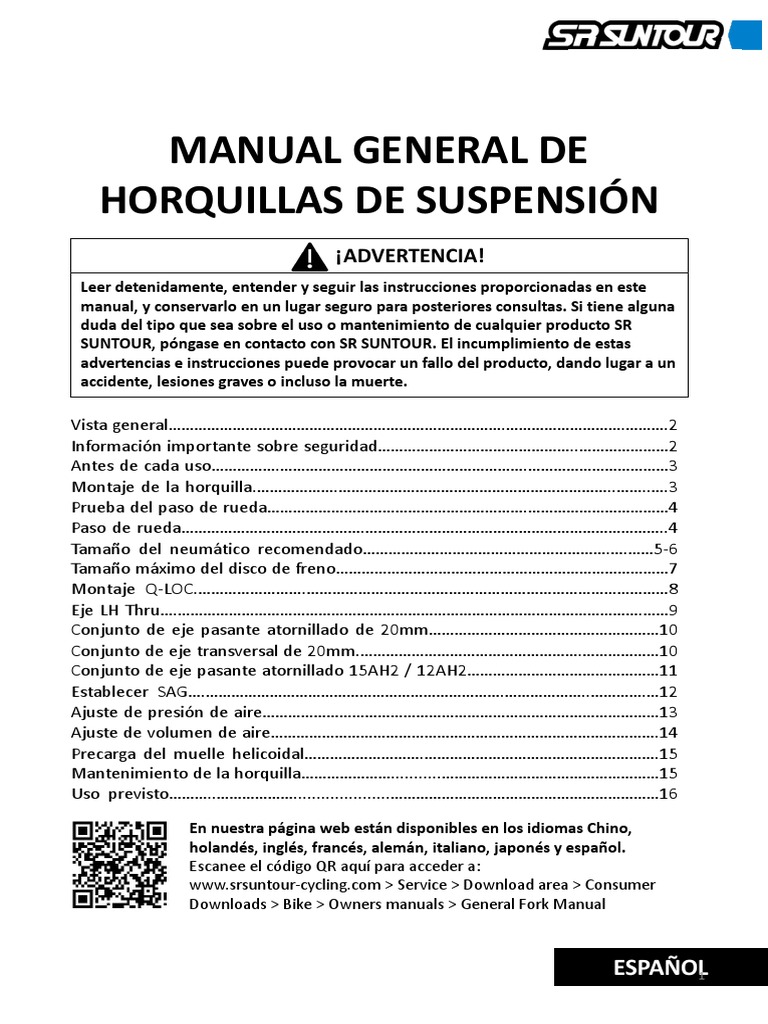 ES MY22 SUS Fork User Manual-20210820 | PDF | Neumático | Eje