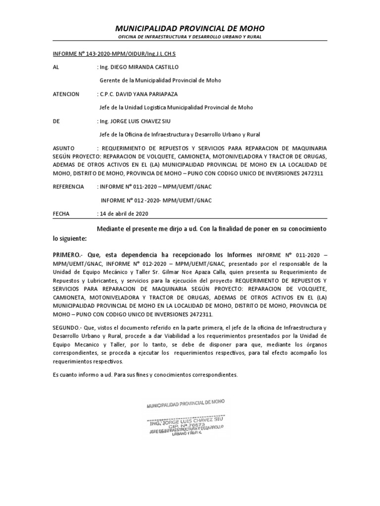 Requerimiento de Equipo Mecanico | PDF