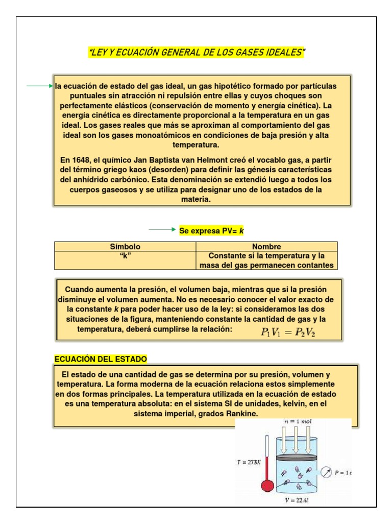 Ley y Ecuación General de Los Gases Ideales | PDF | Gases | Fases de la materia