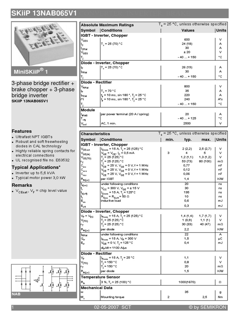 Skiip13nab065v1 Igbt Module | PDF | Power Inverter | Electrostatic ...
