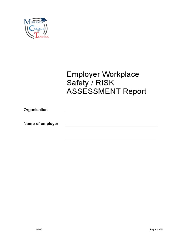 Risk Assessment Form | PDF | Occupational Safety And Health | Safety