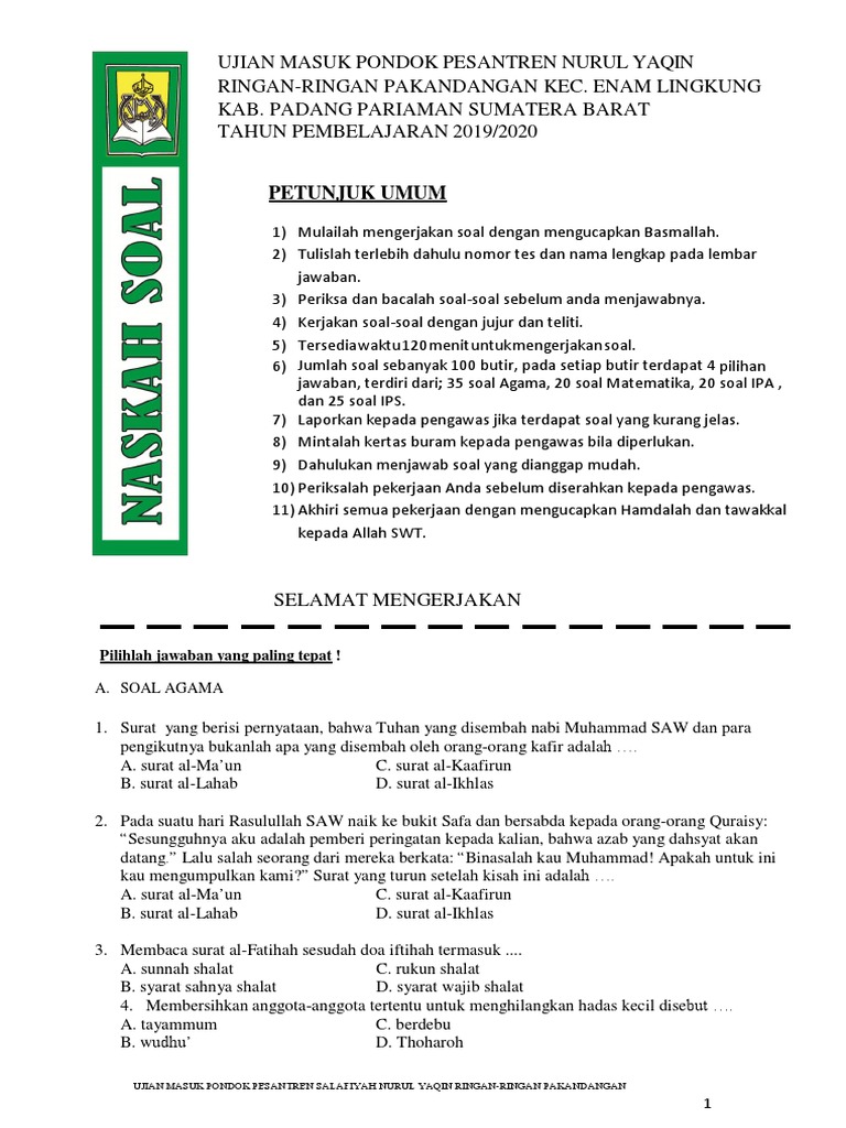 Soal Ujian PSB 2019 Ppny | PDF