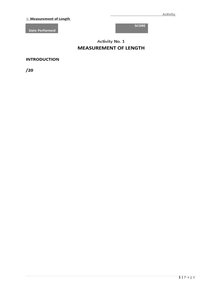 Abestano PHY052 1 Activity 1 Measurement of Length | PDF | Metrology