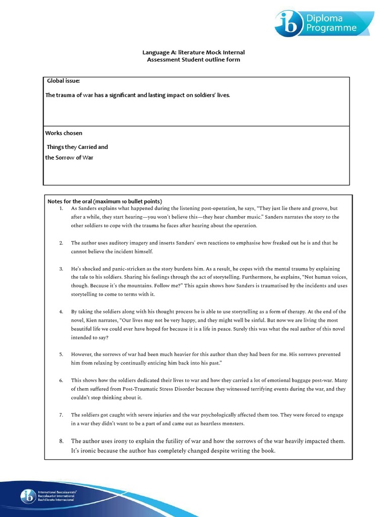 Aditya - G12 C_O 23 IO Outline Form Template | PDF | Psychological Trauma | Storytelling