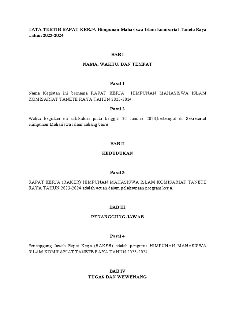 Tata Tertib Raker-1 | PDF
