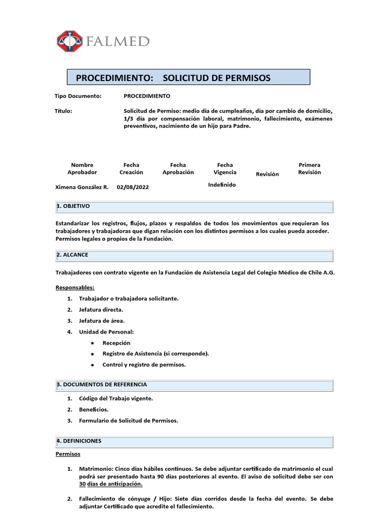 Procedimiento Solicitud Permisos | PDF