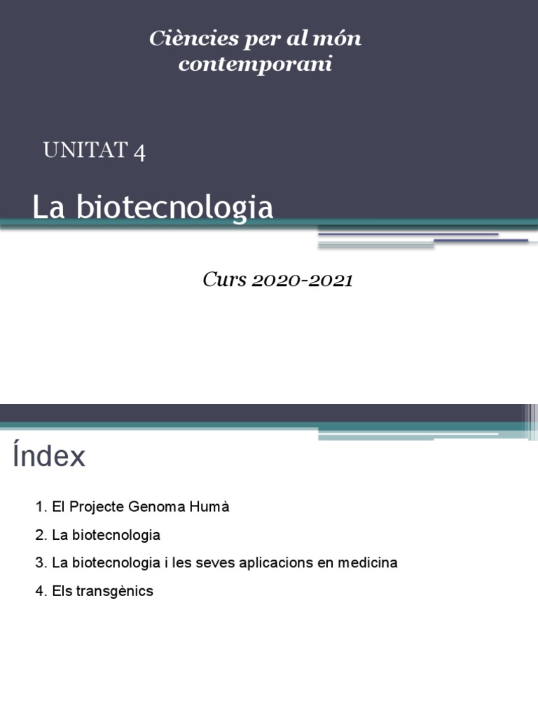 UD4. La Biotecnologia | PDF