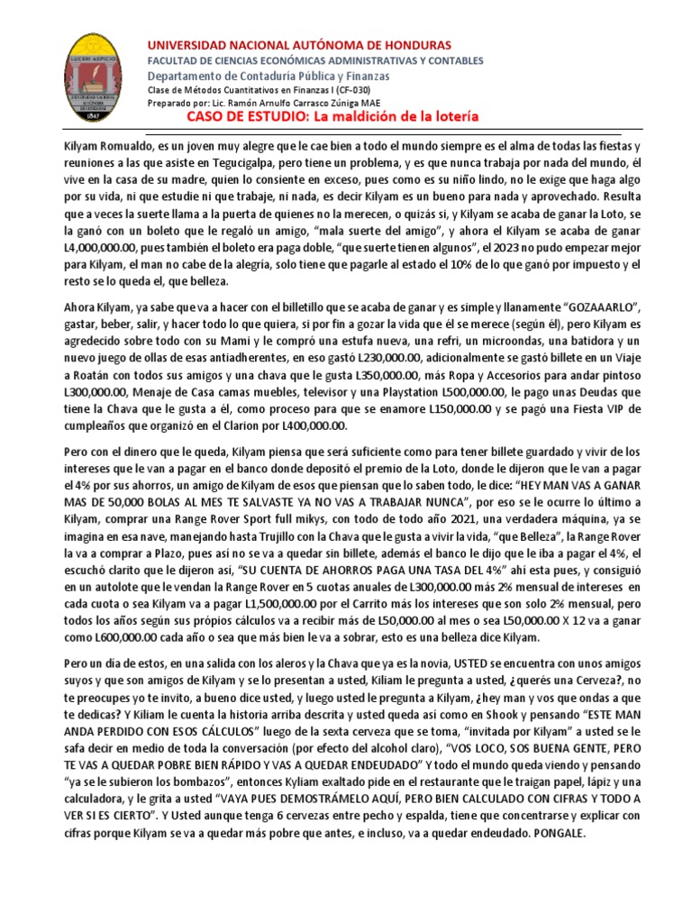 La Maldición de la Lotería: El Caso Kilyam | PDF | Dinero