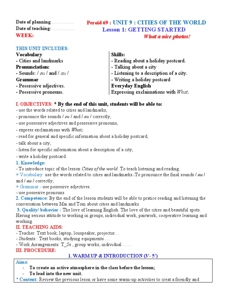 Unit 9 - Lesson 1 - Getting Started | PDF | English Language | Vocabulary