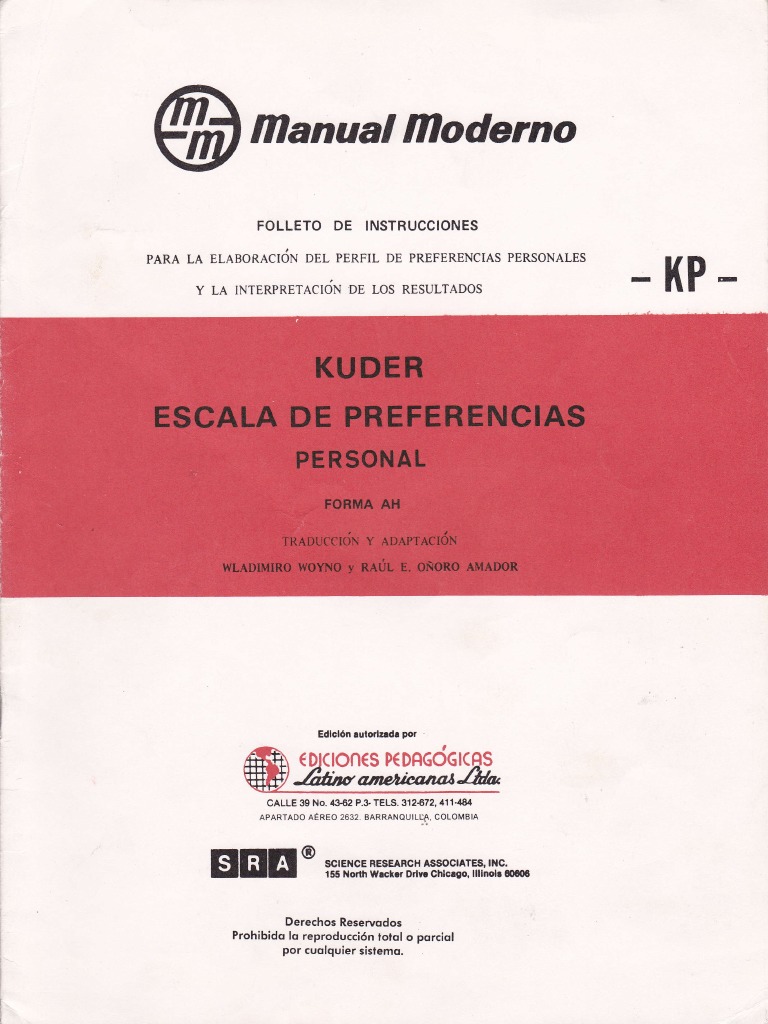 Kuder Personal - Manual Original | PDF | Conceptos psicologicos | Science