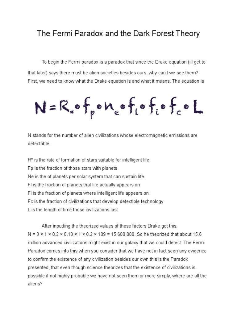 Conall Keohane The Fermi Paradox and The Dark Forest Theory | PDF ...