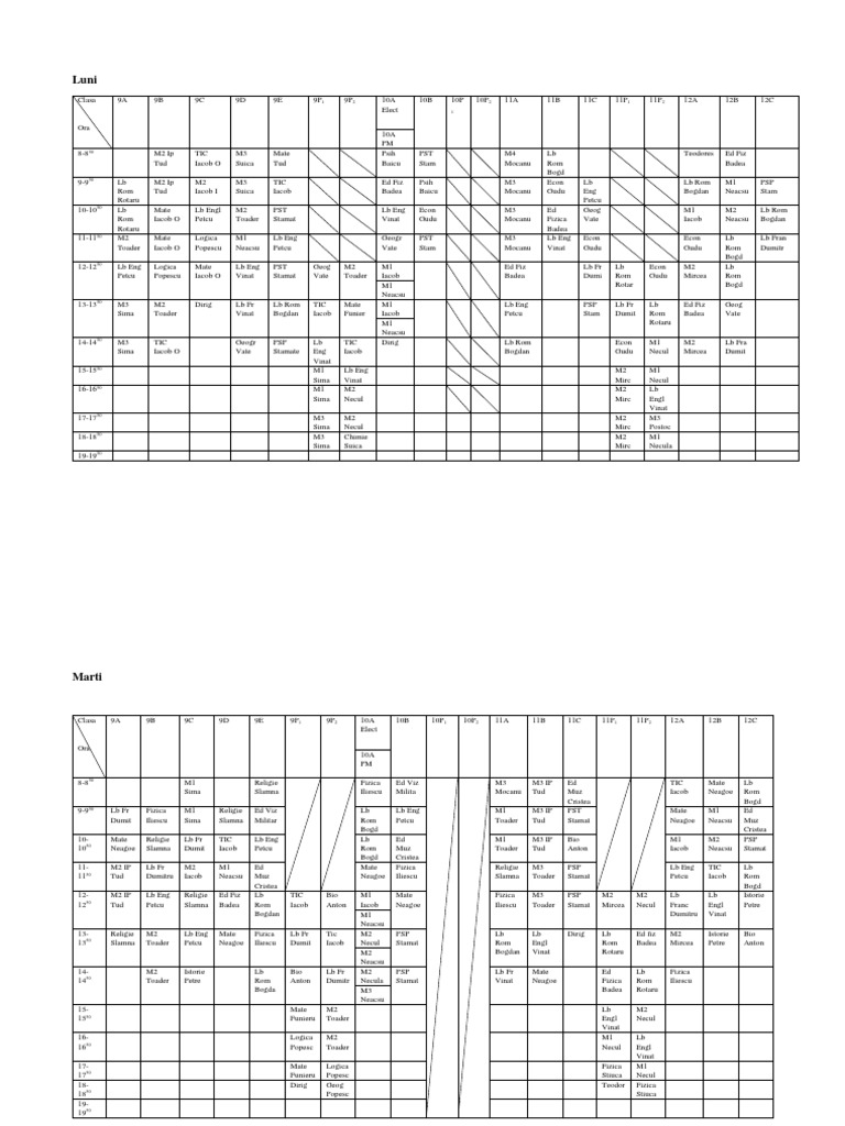 Orar 2022-2023 | PDF