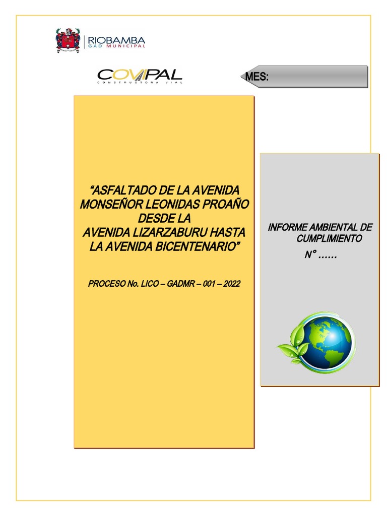 Modelo Informe Ambiental | Descargar gratis PDF | Residuos | Evaluación