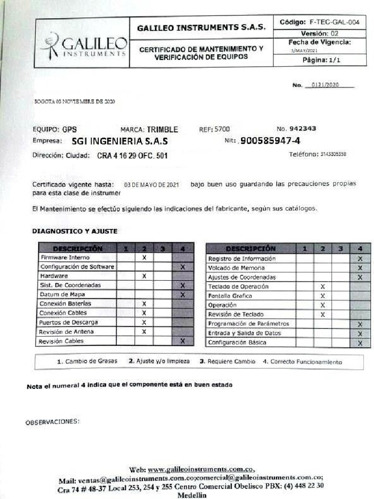 Certificado de Calibracion de Equipos | PDF