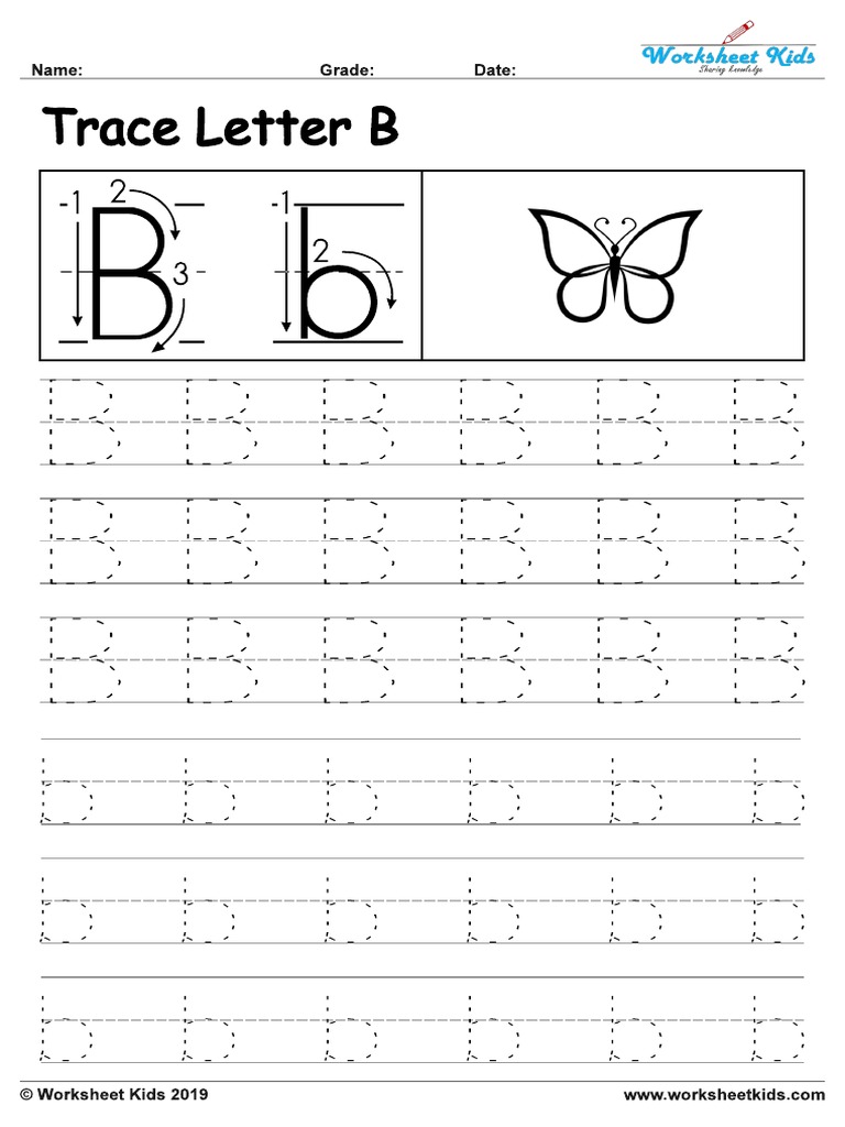Alphabet Letter B Writing Practice Sheet | PDF